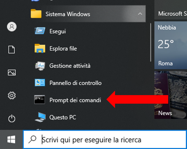 Come aprire il prompt dei comandi su Windows 10